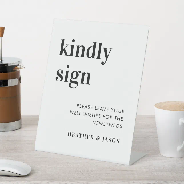 Minimalist Bold Kindly Sign Wedding Guestbook Sign | Zazzle