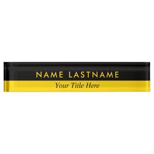 Minimalist Bold Simple Yellow and Black Desk Name Plate | Zazzle