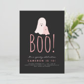 Minimalist Boo Cute Ghost Halloween Invitation | Zazzle