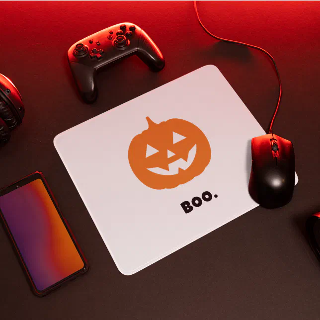 Minimalist BOO. Pumpkin – Minimalist Halloween Mouse Pad | Zazzle