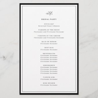 Minimalist Border Leaf Wedding Ceremony Program | Zazzle