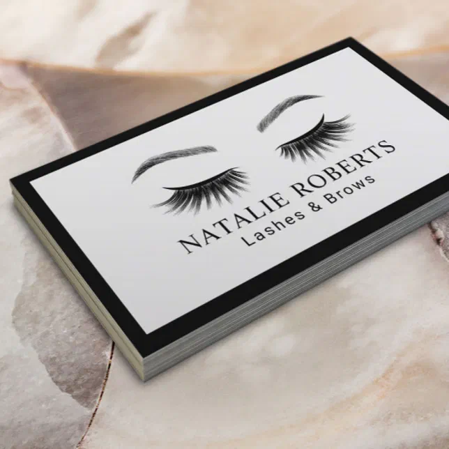 Minimalist Border Makeup Artist Lashes Brows Salon Business Card | Zazzle