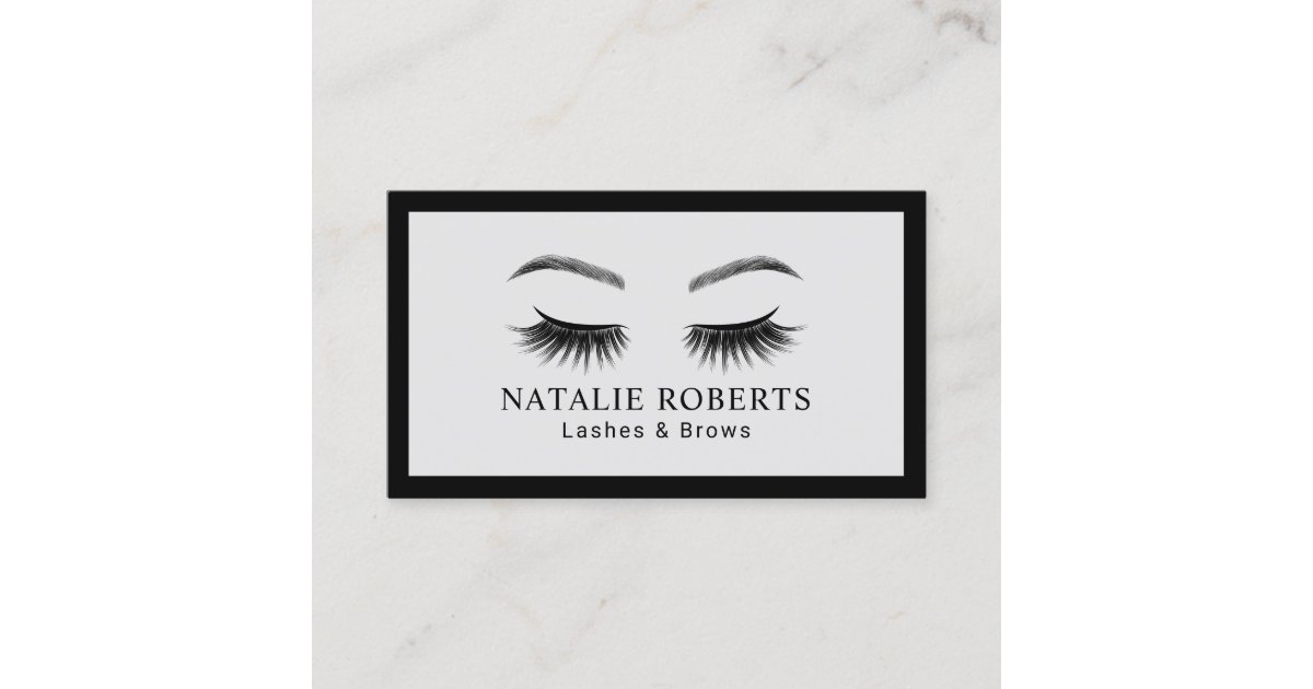 Minimalist Border Makeup Artist Lashes Brows Salon Business Card | Zazzle