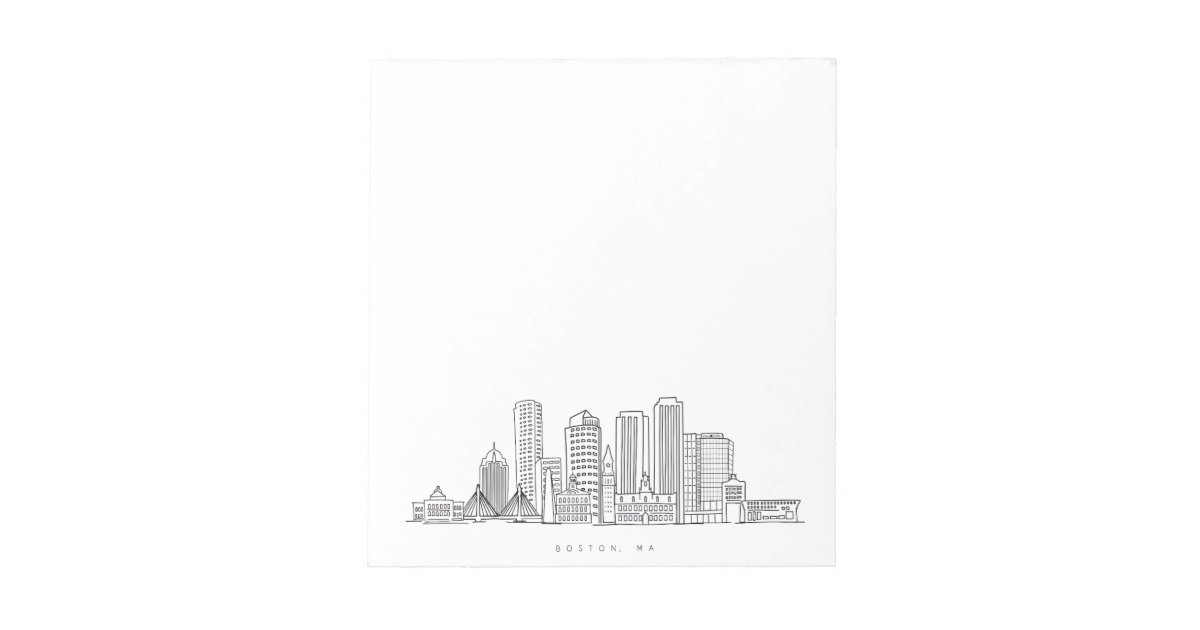 Minimalist Boston City Skyline Illustration Notepad | Zazzle