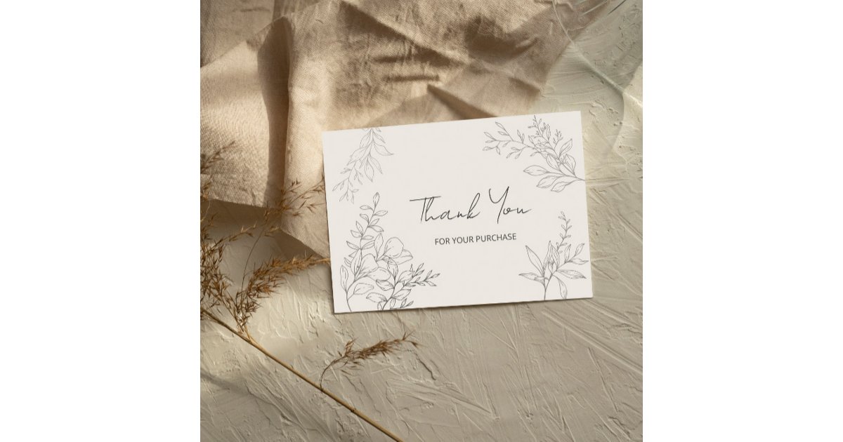 Minimalist Botanical Line Art Thank You Note Card Zazzle