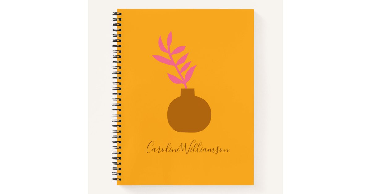 Minimalist Botanical Plant Art in Yellow Custom Notebook | Zazzle