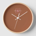 Minimalist Branding Logo Terracotta Pink Monogram Clock | Zazzle