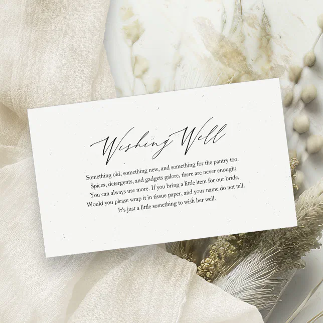 Minimalist Bridal Shower Wishing Well Insert | Zazzle