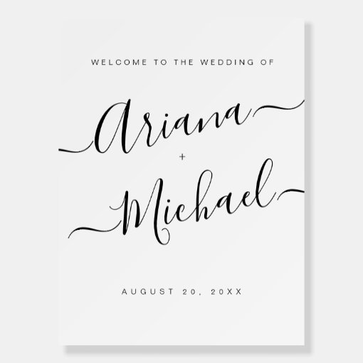 Minimalist Bride and groom Names Script wedding Foam Board | Zazzle
