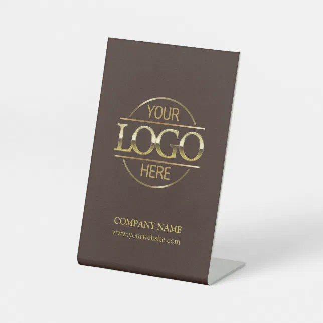 Minimalist Brown Corporate Company Business Logo Pedestal Sign | Zazzle