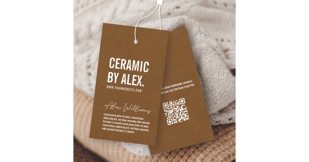 Minimalist Brown Hang Tag Cards | Zazzle