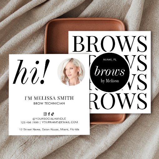 Minimalist Brows Microblading Elegant Salon Photo Square Business Card ...