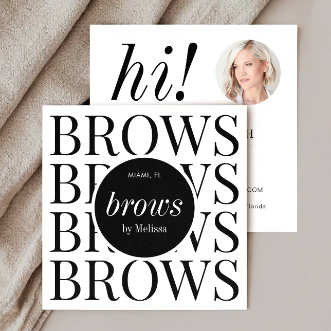 Minimalist Brows Microblading Elegant Salon Photo Square Business Card ...
