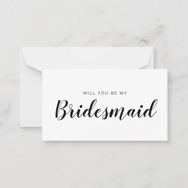 Minimalist Budget Bridesmaid Proposal Note Card | Zazzle