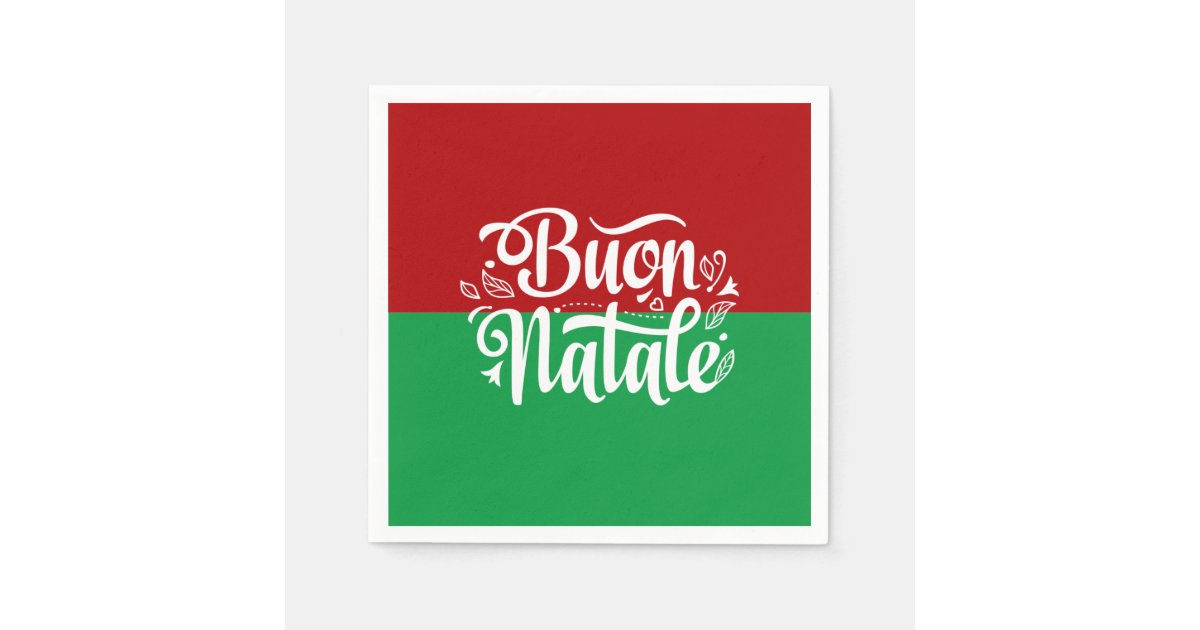 Minimalist Buon Natale Italian Merry Christmas Napkins | Zazzle