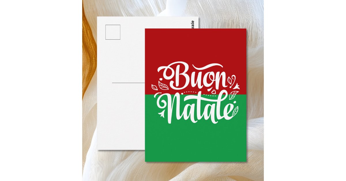 Minimalist Buon Natale Italian Merry Christmas Postcard | Zazzle