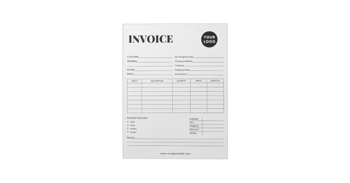Minimalist Business Invoice Notepad | Zazzle
