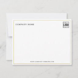 Minimalist Business Logo Company Name Gold Border Note Card | Zazzle