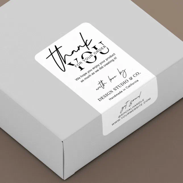 Minimalist Business Thank You Box Seal Packaging Label | Zazzle