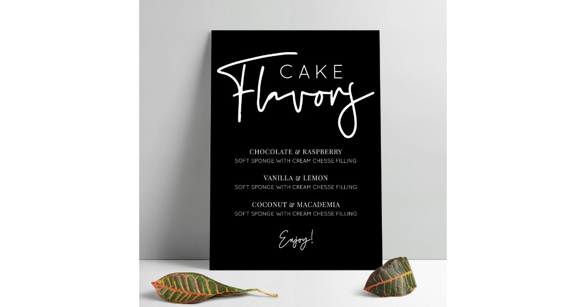 Minimalist Cake Flavors Menu Simple Black Modern Poster | Zazzle
