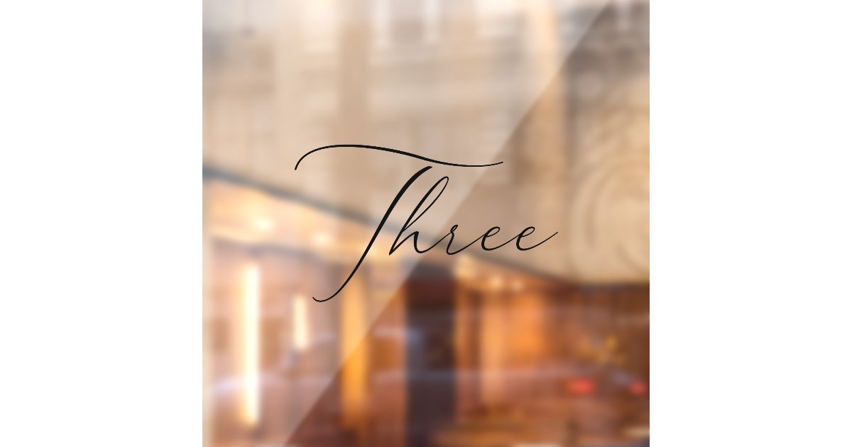 Minimalist Calligraphy Black Table Number Window Cling | Zazzle