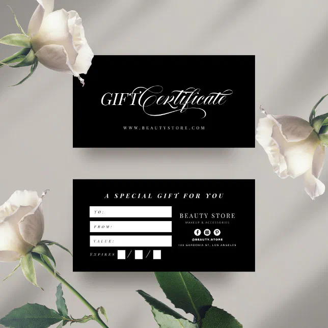 Minimalist Calligraphy Gift Certificate | Zazzle