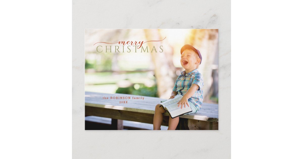 Minimalist Calligraphy Greeting & Photo Postcard | Zazzle