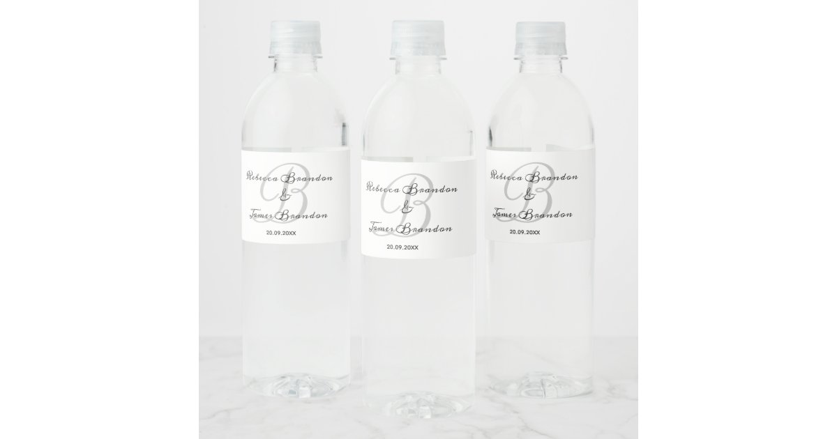 Minimalist Calligraphy Monogram Water Bottle Label | Zazzle