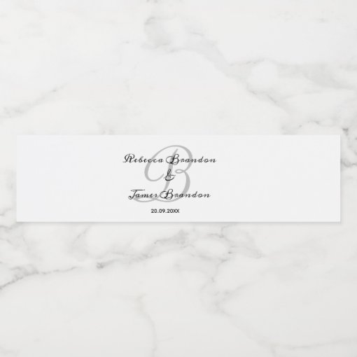 Minimalist Calligraphy Monogram Water Bottle Label | Zazzle