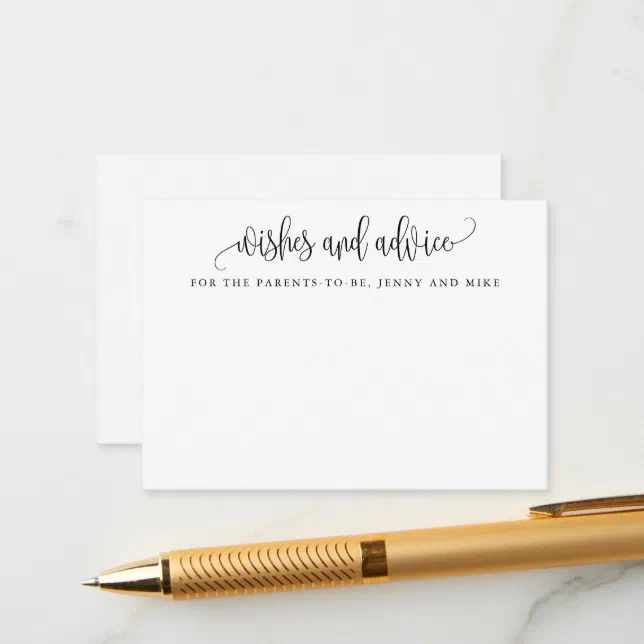 Minimalist Calligraphy New Parents Wishes & Advice Card | Zazzle