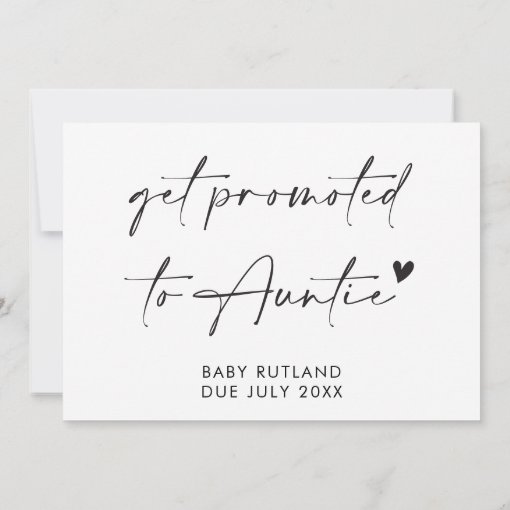 Minimalist Calligraphy Pregnancy Announcement Aunt | Zazzle