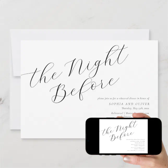 Minimalist Calligraphy Rehearsal Dinner Invitation | Zazzle