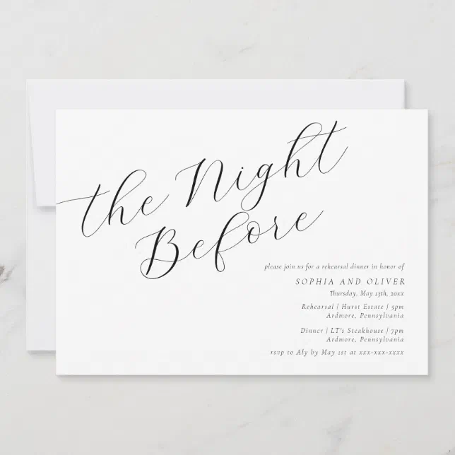 Minimalist Calligraphy Rehearsal Dinner Invitation | Zazzle