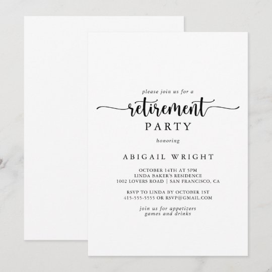 Minimalist Calligraphy Retirement Party Invitation | Zazzle.com