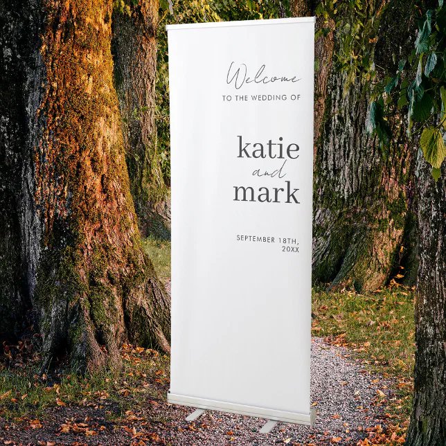 Minimalist Calligraphy Script Wedding Welcome Retractable Banner | Zazzle