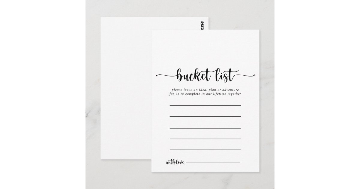 Minimalist Calligraphy Simple Bucket List Cards | Zazzle