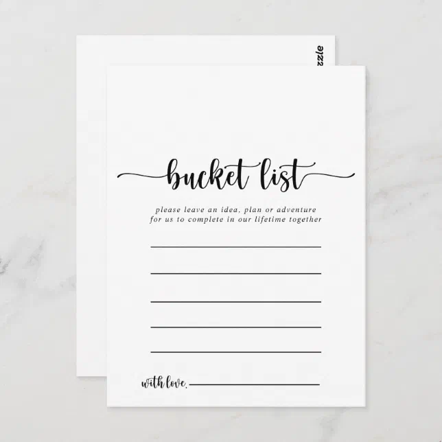 Minimalist Calligraphy Simple Bucket List Cards | Zazzle