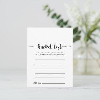 Minimalist Calligraphy Simple Bucket List Cards | Zazzle