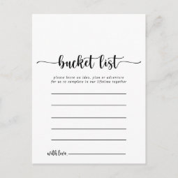 Minimalist Calligraphy Simple Bucket List Cards | Zazzle