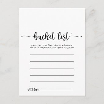 Minimalist Calligraphy Simple Bucket List Cards | Zazzle