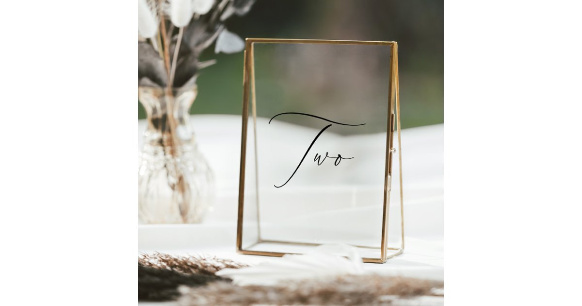 Minimalist Calligraphy Table Number Window Cling | Zazzle