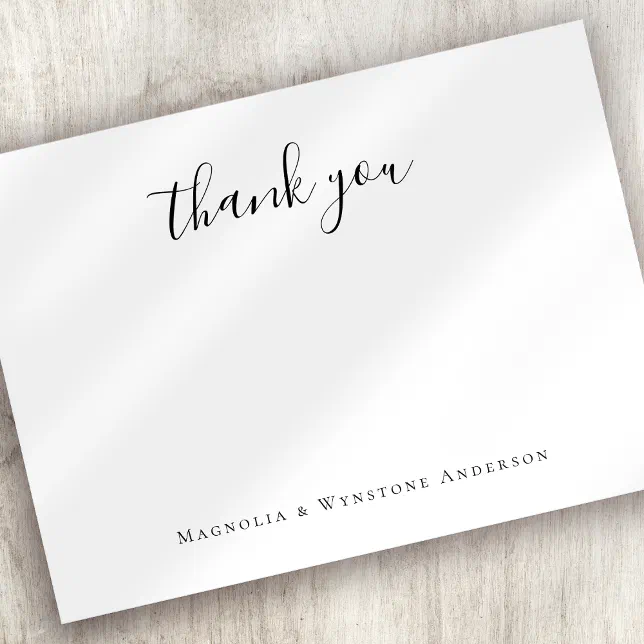 Minimalist Calligraphy Thank You Note Card | Zazzle