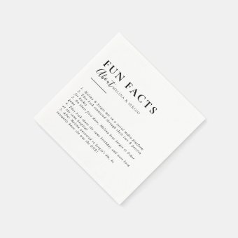 Minimalist Calligraphy Trivia Fun Facts Wedding Napkins | Zazzle