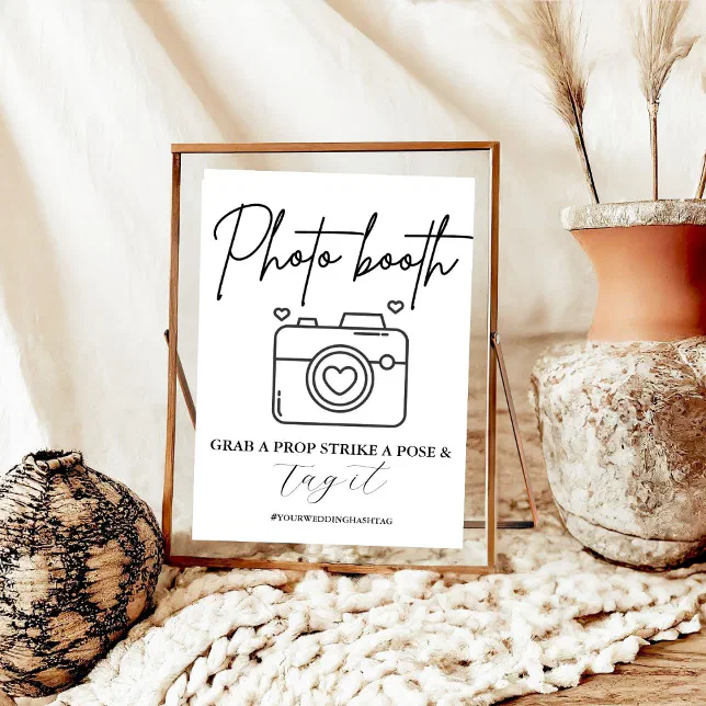 Minimalist Calligraphy Wedding Photo Booth Sign | Zazzle