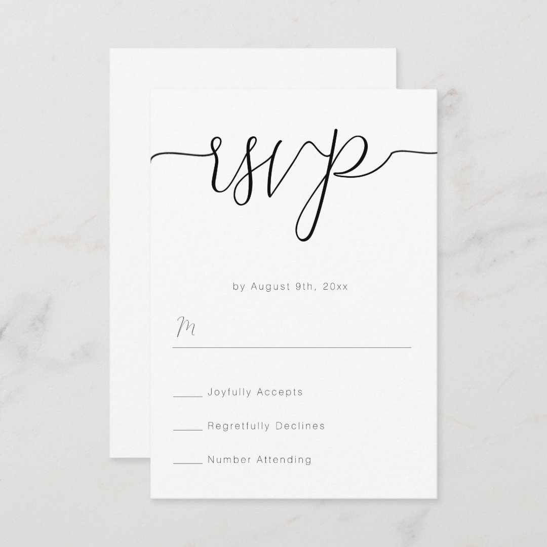 Minimalist Calligraphy Wedding Response RSVP Card | Zazzle