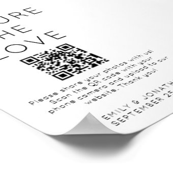 Minimalist Capture The Love QR code Wedding Sign | Zazzle