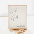 Minimalist Cards and Gifts Sign, Modern Wedding Poster | Zazzle