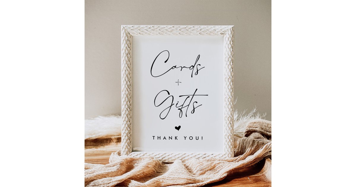 Minimalist Cards and Gifts Wedding Table Sign | Zazzle