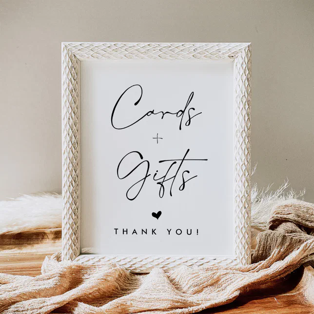 Minimalist Cards and Gifts Wedding Table Sign | Zazzle
