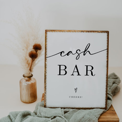 Minimalist Cash Bar Wedding Sign | Zazzle